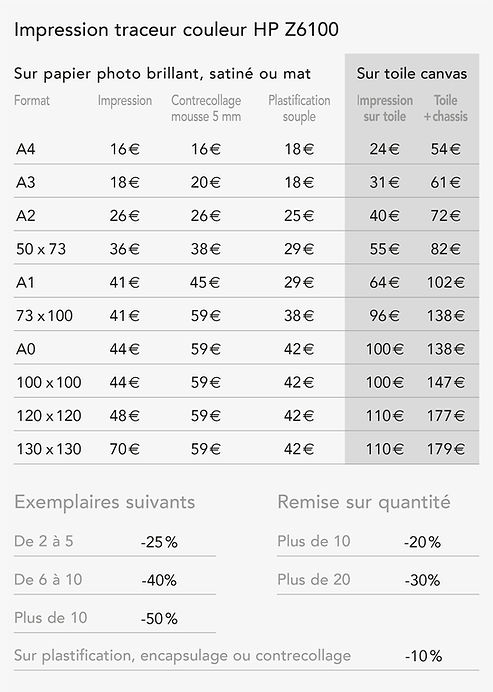 TARIFS | Compo Rive Gauche